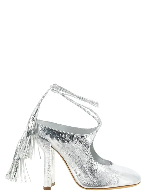 Dries Van Noten Laminated Leather Mules - Silver