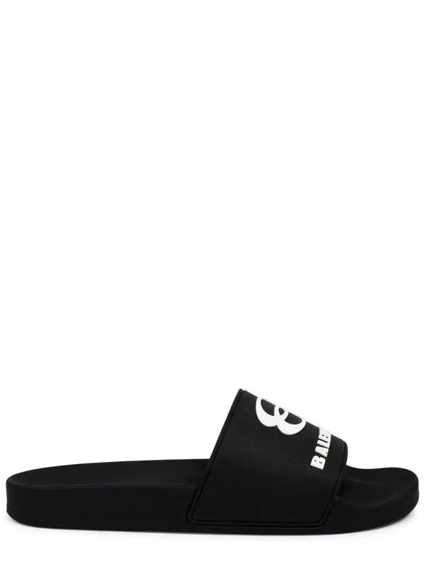 Balenciaga Slip-on Sandal With Logo - Black
