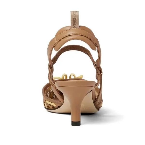 Fendi Woven Leather Slingback Shoes - Brown
