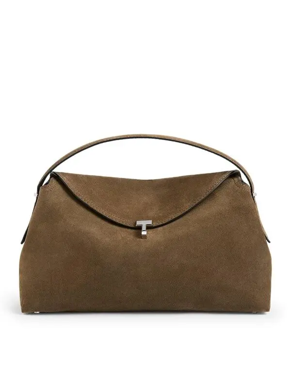 TOTEME T-lock Suede Top Handle Bag - Brown