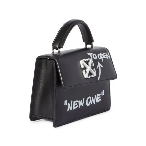 Off-White Leather Tote Bag - Black