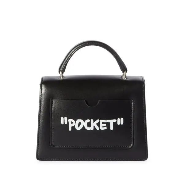Off-White Leather Tote Bag - Black