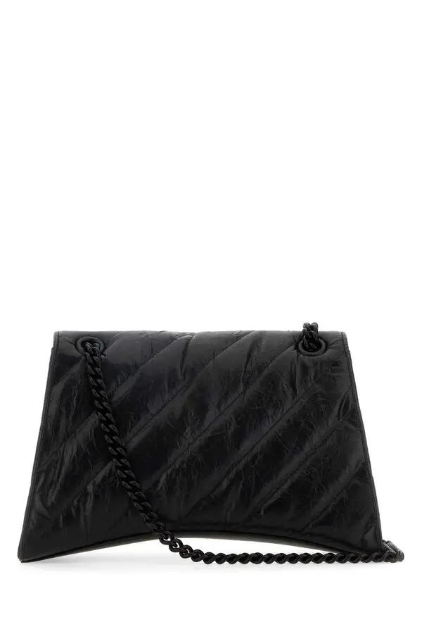 Balenciaga Leather Medium Crush Shoulder Bag - Black