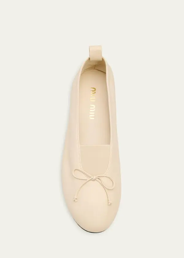 Miu Miu Ivory Nappa Ballerinas - White