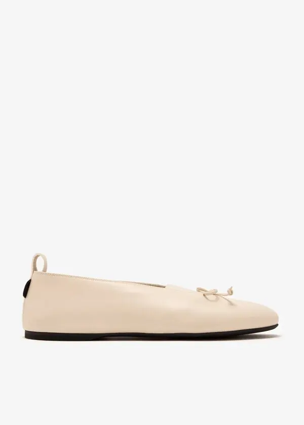 Miu Miu Ivory Nappa Ballerinas - White