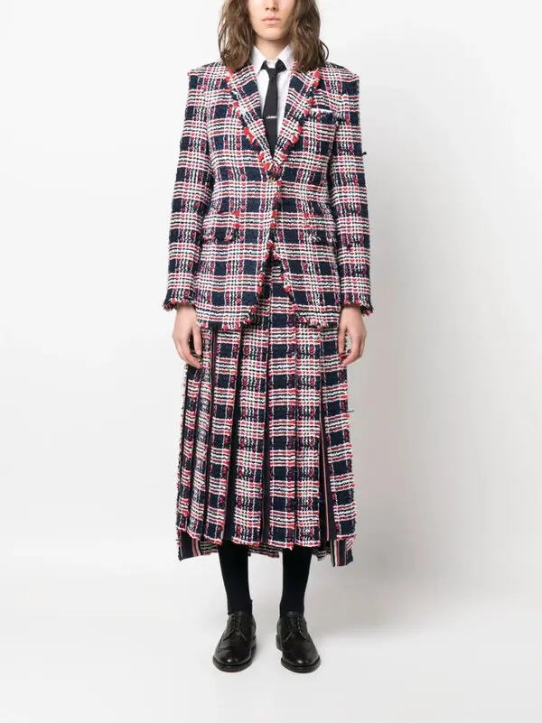 Thom Browne Frayed Single-breasted Tweed Blazer