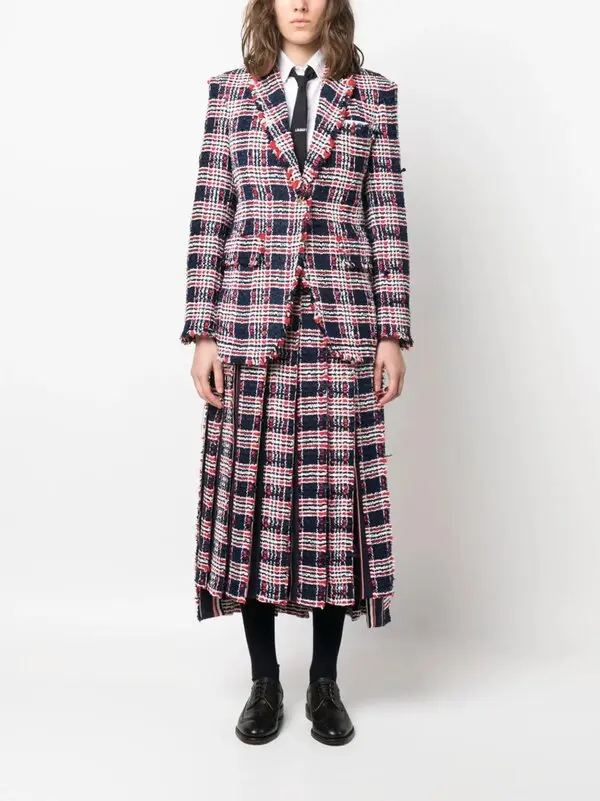 Thom Browne Frayed Tweed Blazer - Multicolor