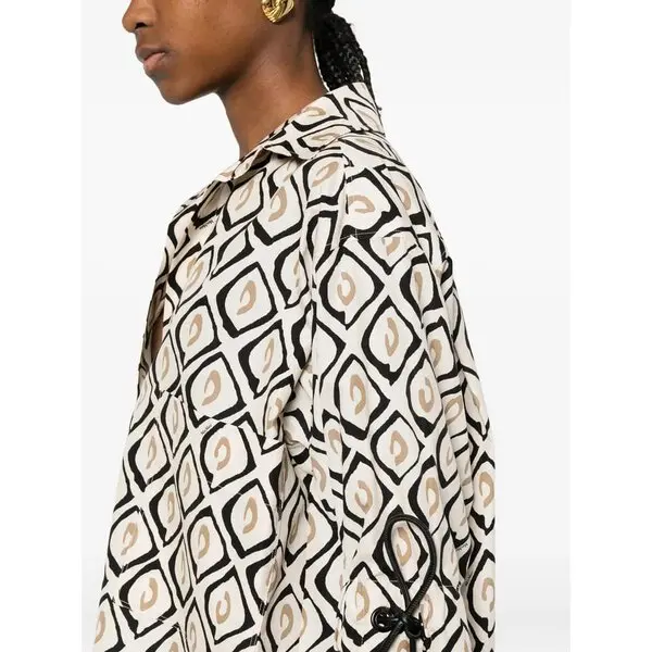 Max Mara Geometric Pattern Short Sleeve Blouse - Cream