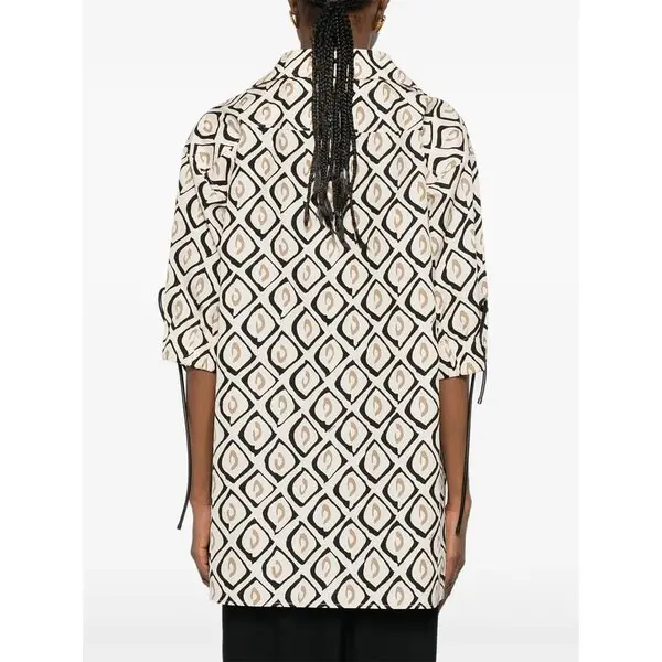 Max Mara Geometric Pattern Short Sleeve Blouse - Cream