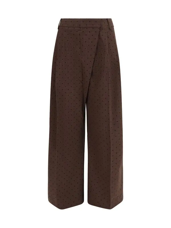 GANNI Flocked Plaid Crossover Pants