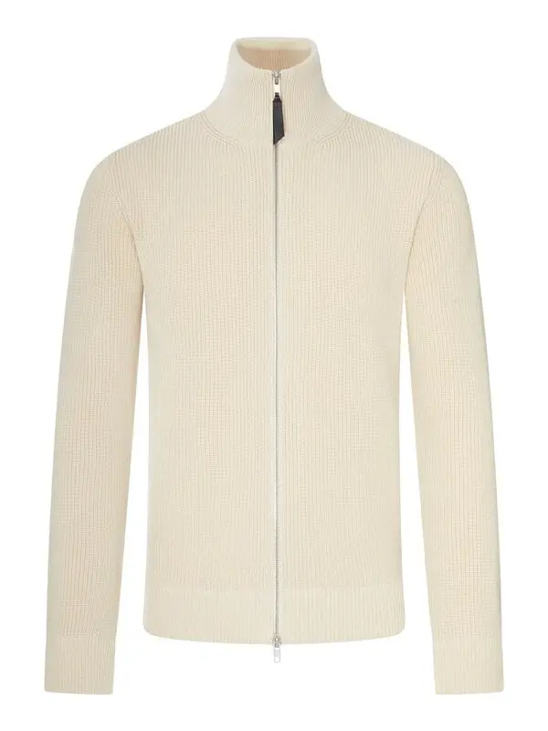 MAISON MARGIELA Jersey Knit Cardigan With Zip - Cream