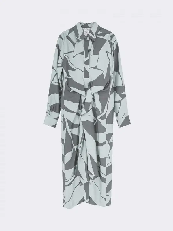 Max Mara Printed Silk Shirt Dress - Green