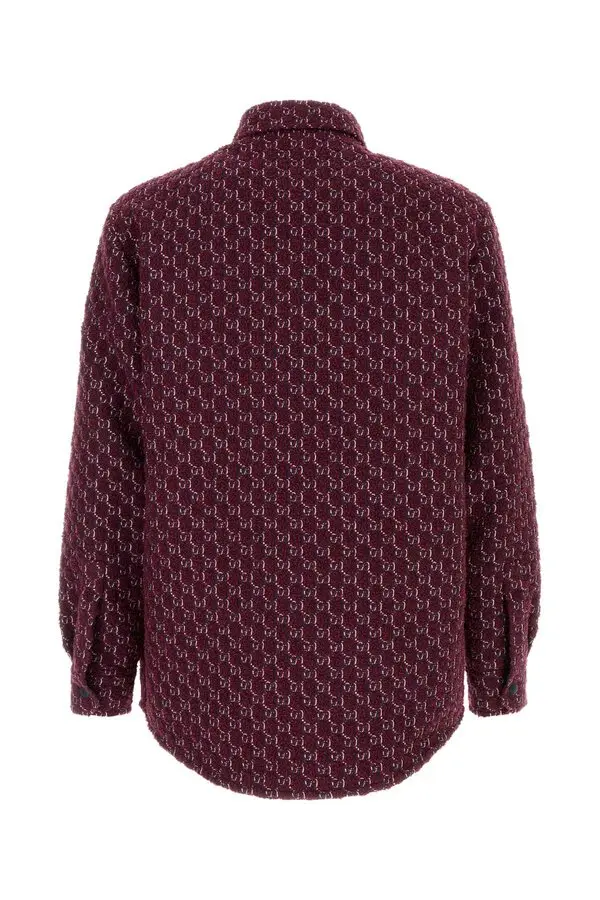 Gucci Burgundy Boucle Padded Shirt - Red