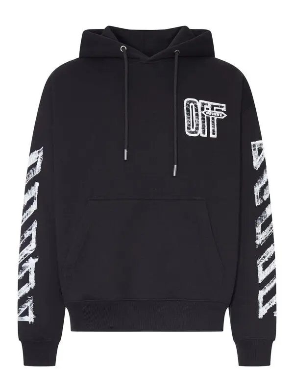 Off-White Hoodie With Arrow Sketch Print - Black