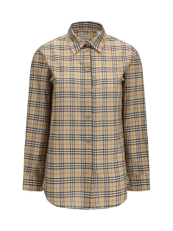 Burberry Check Cotton Shirt - Cream
