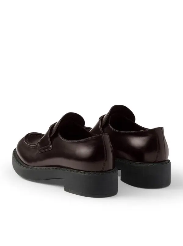 Prada Brushed Leather Loafers With Logo