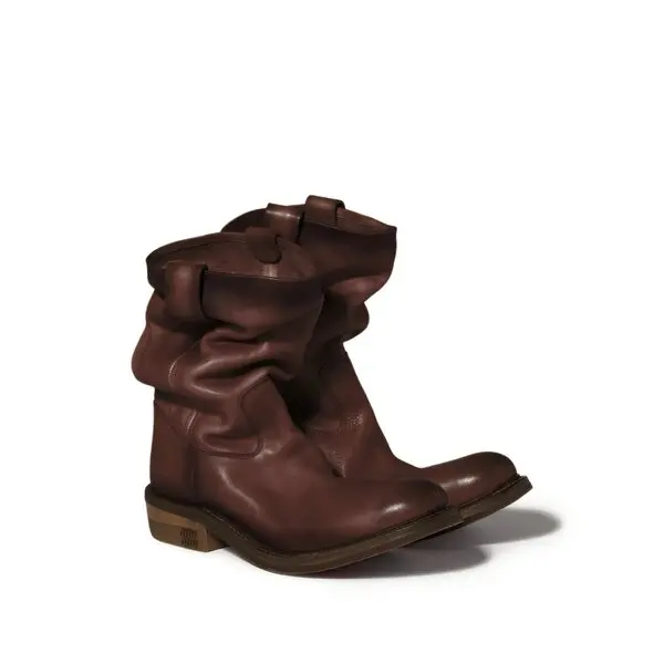 Miu Miu Calfskin Workwear Boots - Brown