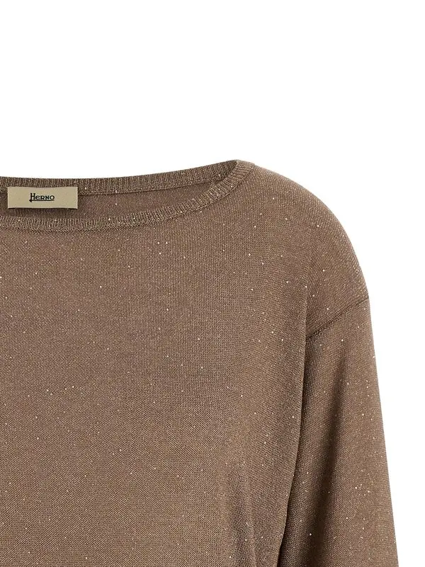 Herno Lamé And Sequin Embellished Sweater - Brown