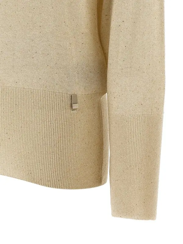 Herno Lamé And Sequin Yarn Sweater - Cream