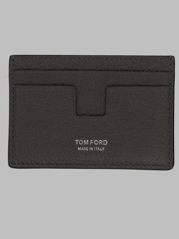 TOM FORD Leather Card Holder - Gray