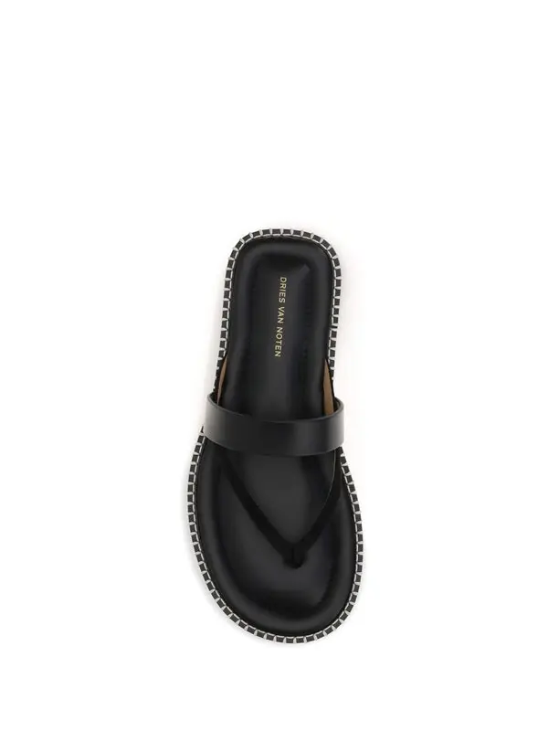 Dries Van Noten Slip-on Leather Sandals With Sequins - Black