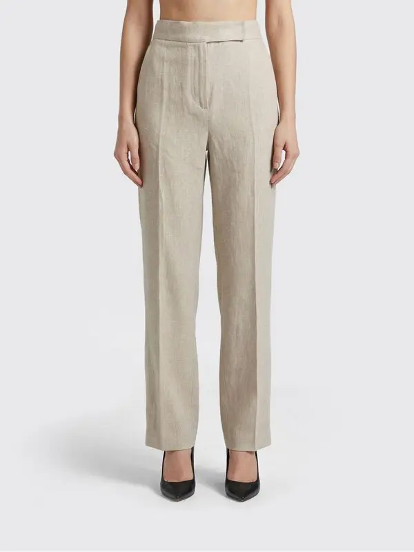 Max Mara Linen Straight Trousers - Gray