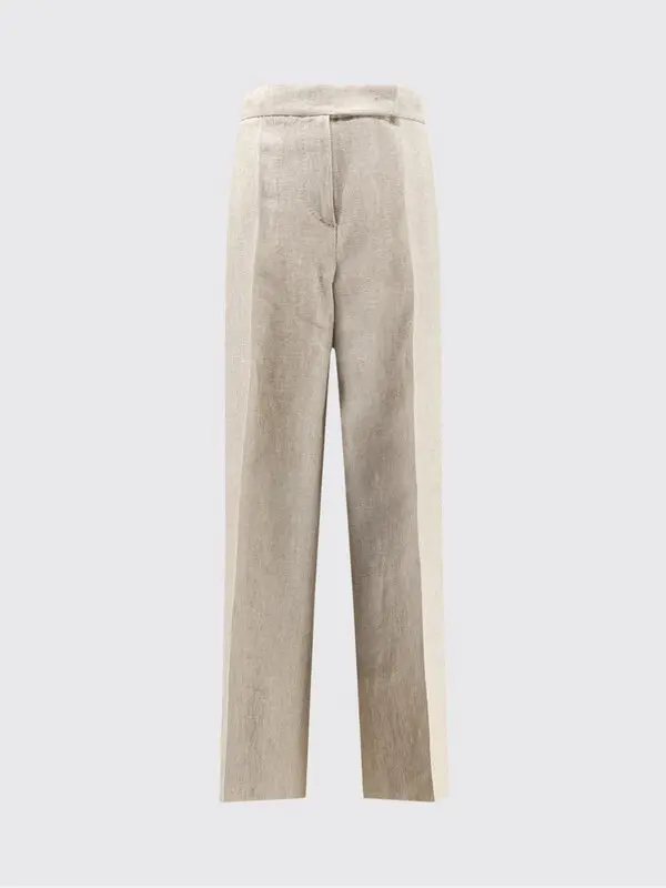 Max Mara Linen Straight Trousers - Gray