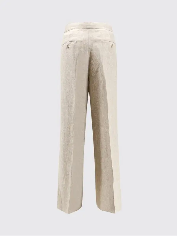 Max Mara Linen Straight Trousers - Gray