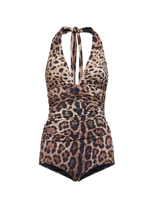 Dolce & Gabbana Leopard Printed Sensitive Fabric One-piece Swimsuit - Multicolor