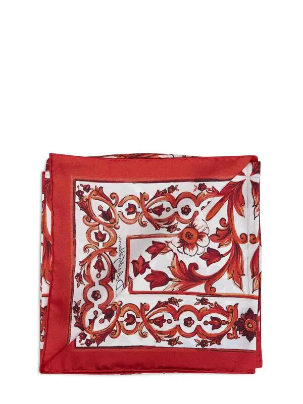 Dolce & Gabbana Orange Maiolica-print Silk Twill Scarf - Multicolor