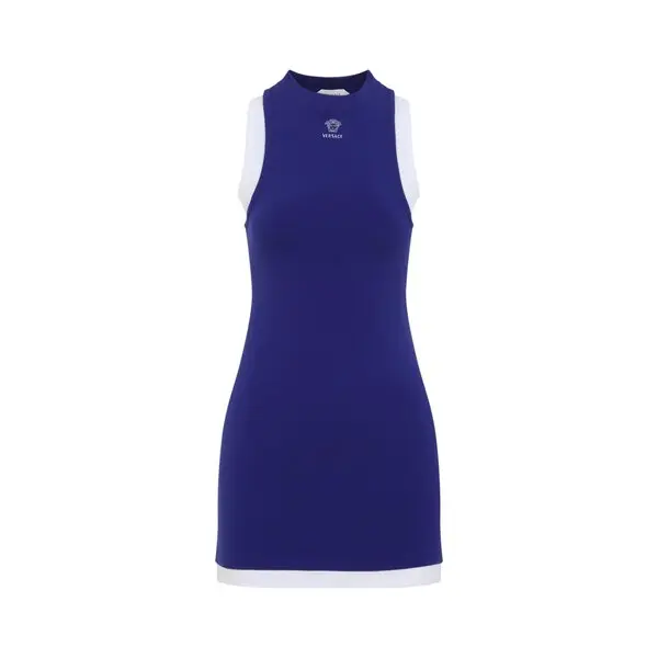 Versace Stretch Cotton Mini Dress - Blue