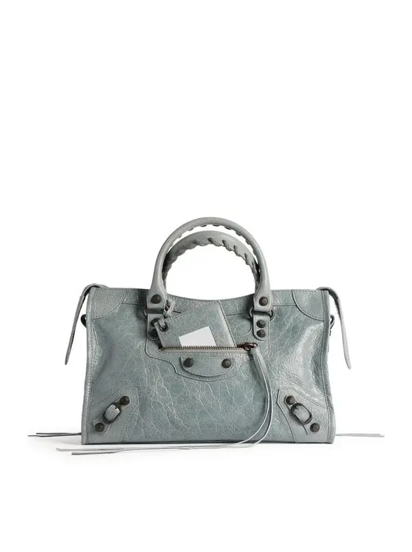Balenciaga Le City Small Bag In Arena Grey-blue Lambskin With Brass Finishing - Multicolor