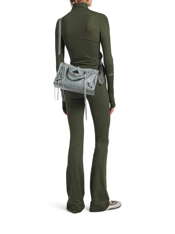 Balenciaga Le City Small Bag In Arena Grey-blue Lambskin With Brass Finishing - Multicolor