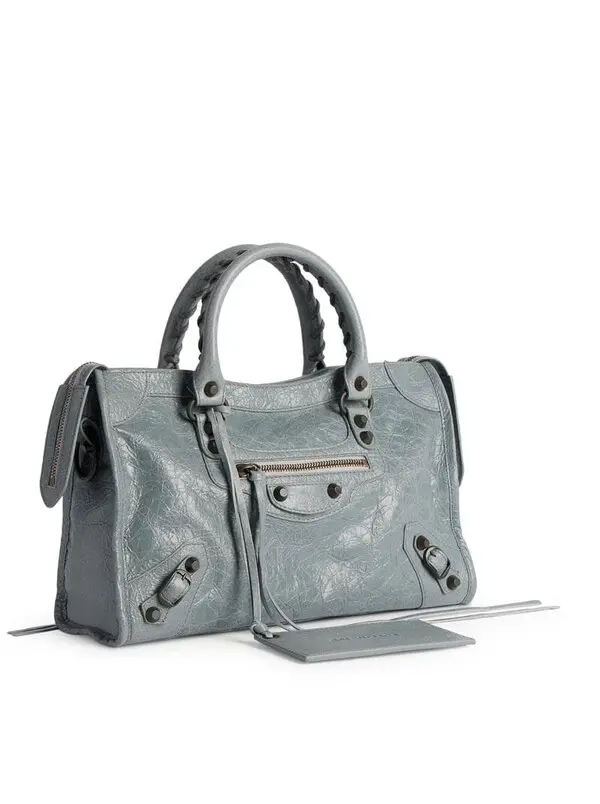 Balenciaga Le City Small Bag In Arena Grey-blue Lambskin With Brass Finishing - Multicolor