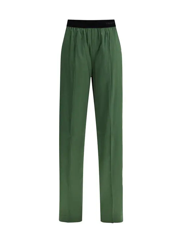 TOM FORD Stretch Silk Satin Pants - Green