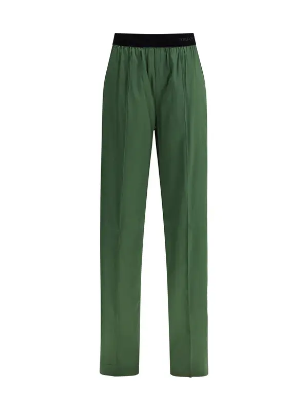 TOM FORD Stretch Silk Satin Pants - Green