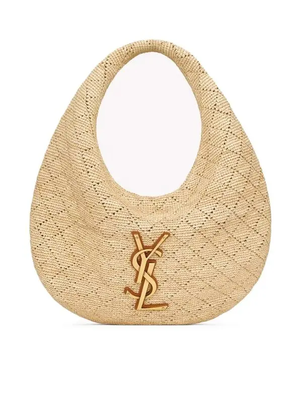 Saint Laurent Icare Raffia Hobo Bag - Cream