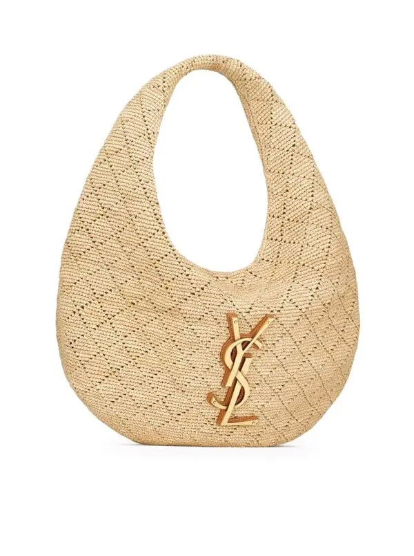 Saint Laurent Icare Raffia Hobo Bag - Cream