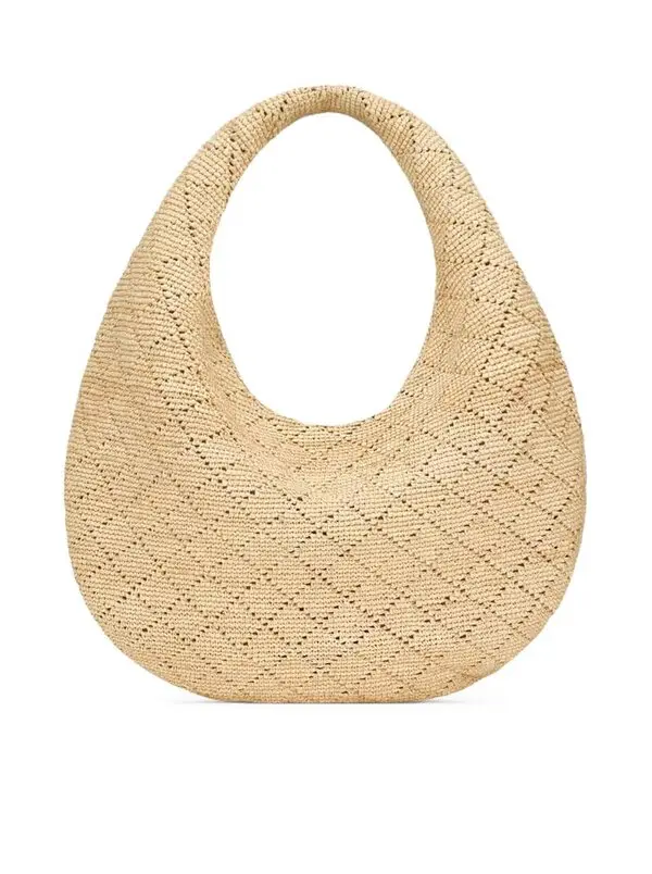 Saint Laurent Icare Raffia Hobo Bag - Cream