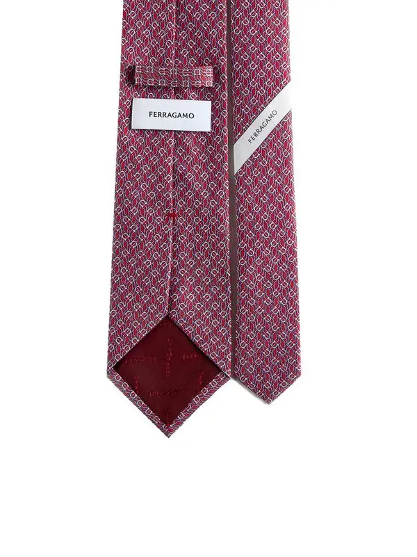 FERRAGAMO Red Silk Tetris Print Tie