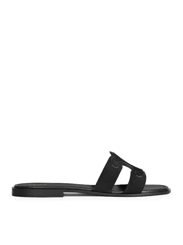 Celine Triomphe Suede Mule - Black