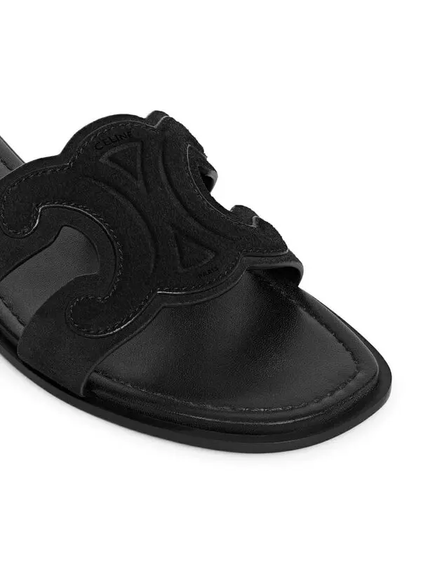 Celine Triomphe Suede Mule - Black
