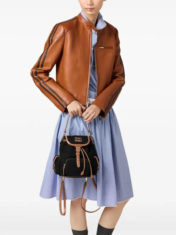 Miu Miu Canvas And Leather Medium Backpack
