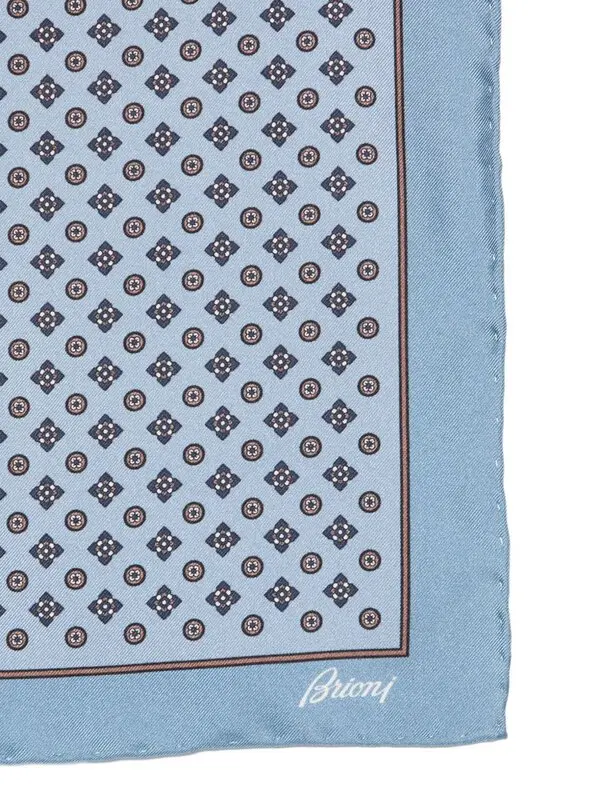 Brioni Printed Silk Pocket Square
