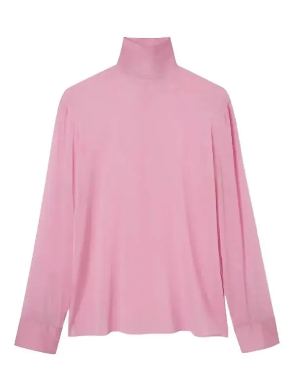 Gucci Silk Stretch Chiffon High Neck Blouse