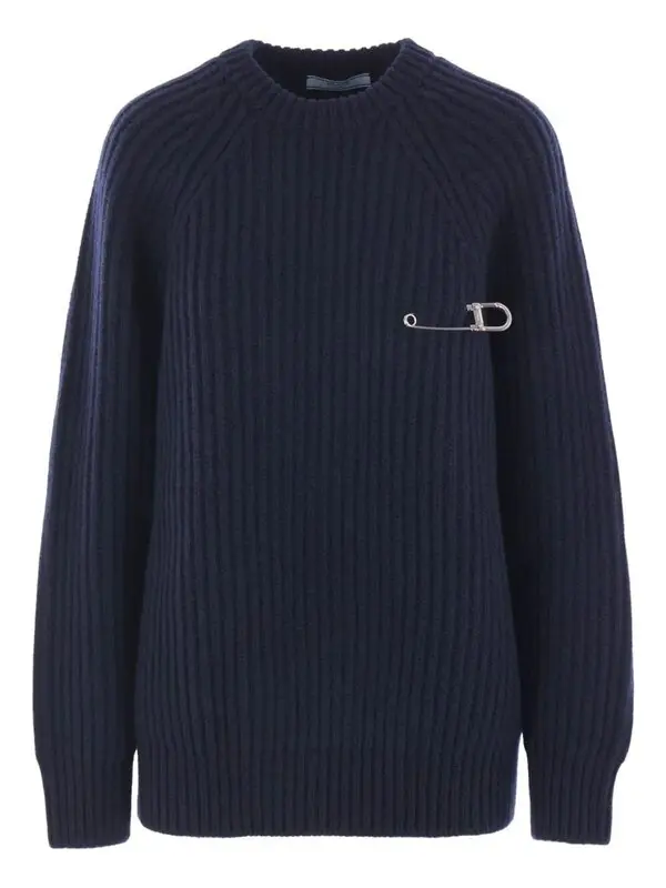 Prada Ribbed-knit Safety-pin Sweater