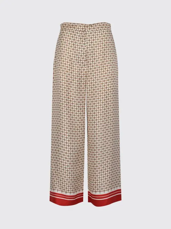 Max Mara Palazzo Trousers In Printed Silk - Red