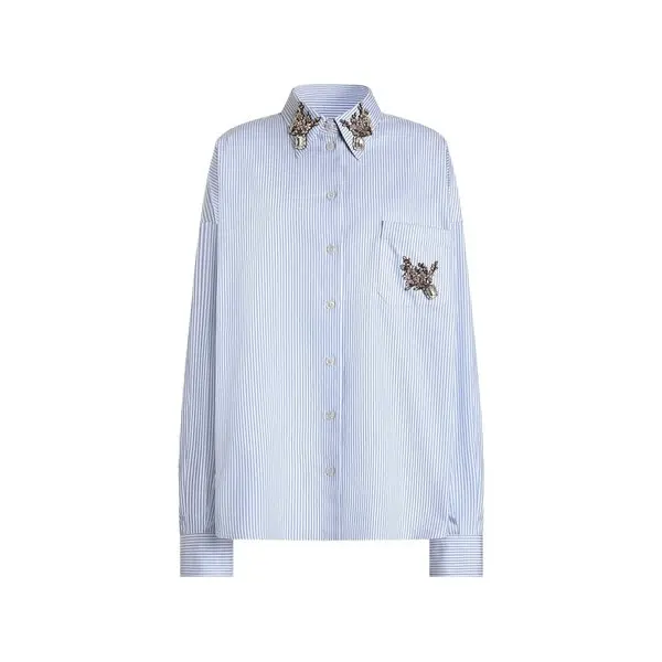 Dolce & Gabbana Striped Oversized Shirt - Blue