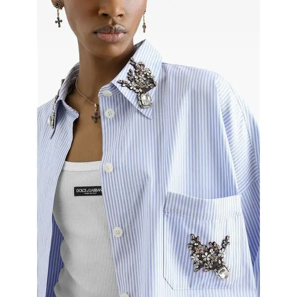 Dolce & Gabbana Striped Oversized Shirt - Blue
