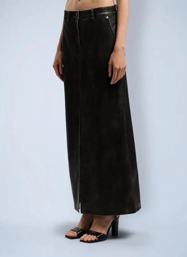 Palm Angels Curved Logo Coated Long Skirt - Gray